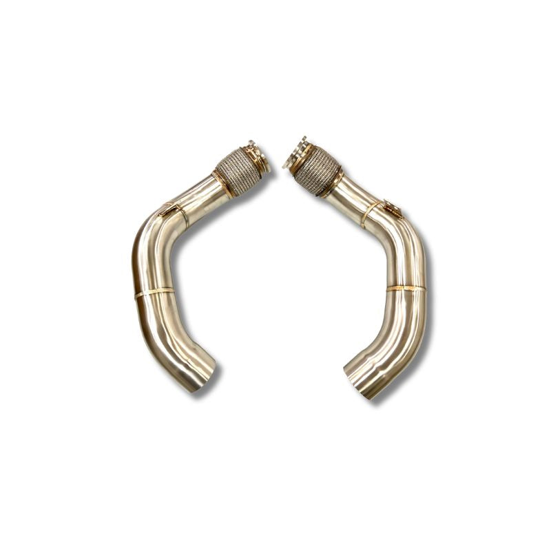 BMW F90 M5 F92 M8 SECONDARY CATLESS DOWNPIPES – OPEN THROTTLE
